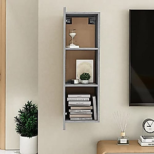 Homvdxl Floating TV Stand, Wall Mounted Entertainment Center Modern Media Console with Storage Cabinet Under TV Shelf for Living Room Bedroom, 35.4INCH, Retro Grey