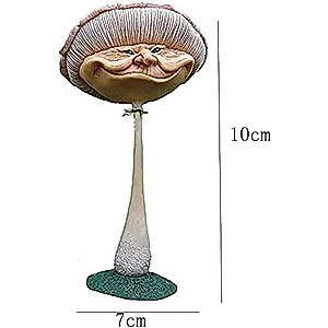 Positive Motion Engaged Miniature Happy Mushrooms Resin Garden Statue, Funny Mushroom Statue, Mini Happy Face Mushroom Resin Sculpture for Home Garden Outdoor Courtyard Lawn Decoration