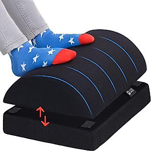 Foot Rest for Under Desk at Work – Adjustable Foam Footrest for Office & Home – Ergonomic Foot Stool for Gaming & Computer Chair – Cushion for Back & Leg Pain Relief - Black Mesh