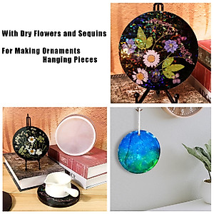 2pcs 7 Inch Resin Tray Molds, Round Rolling Tray Molds, Big Flat Round Coaster Resin Epoxy Silicone Board Molds for DIY Crafts