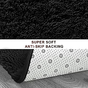 Sovolibee Ultra Soft Fluffy Area Rugs for Bedroom Living Room, Indoor Shaggy Non-Slip Floor Carpet for Room Girls Dorm Baby Nursery Play Mat- Modern Home Decor Rug 4 x 5.3 Feet Black