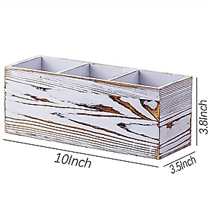 YOSCO Wood Pens Pencils Holder for Desk Remote Control Holder,Organizer,Desktop Storage Box with 3 Compartments,Multiuse for Store TV Remotes,Game Console,Phones,Office Supplies (Pinewood)