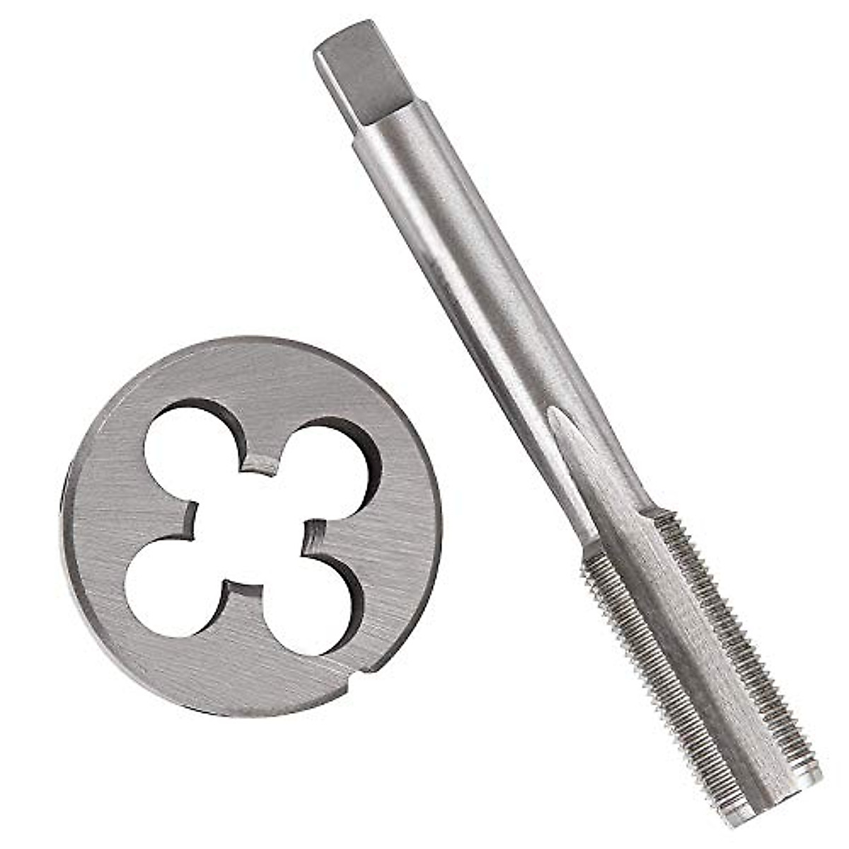 M12 x 1.25mm HSS Metric Tap And Die Set Thread Tap And Round Thread Die Right Hand HSS Taper Silver Tone (2Pcs)