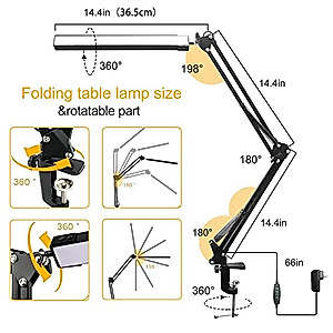 LED Desk Lamp,97 CRI Eye Protection Book Light,Swing Arm Desk lamp with Clamp,Dimmable 3 Color Modes & 8 Brightness Table Lamp,High brightness desk lamp for Home Office,Study,Reading,Dorms,Studios