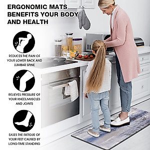 MAYHMYO Kitchen Floor Mat Blue Kitchen Rugs Anti Fatigue Kitchen Floor Mat Cushioned Non Skid Waterproof Kitchen Runner Rug Kitchen Rugs and Mats Memory Foam Kitchen Mats for Floor Laundry Office Sink