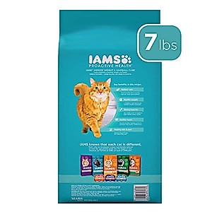 IAMS PROACTIVE HEALTH Adult Indoor Weight Control & Hairball Care Dry Cat Food with Chicken & Turkey Cat Kibble, 7 lb. Bag