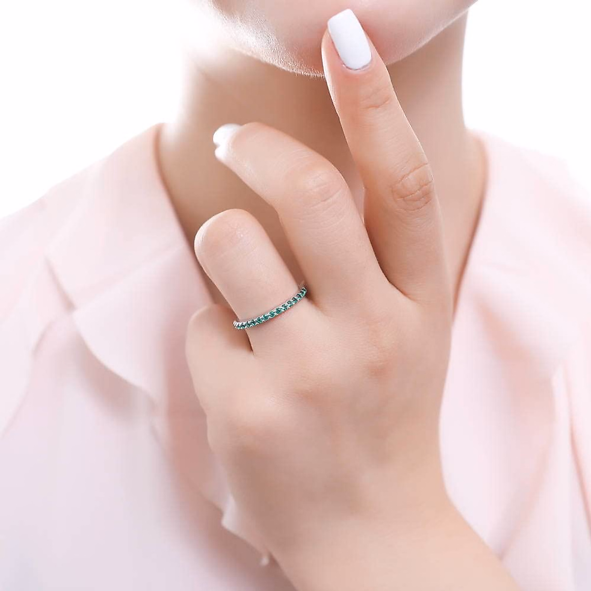 BERRICLE Sterling Silver Halo Wedding Engagement Rings Round Cubic Zirconia CZ Insert Ring Set for Women, Rhodium Plated Size 8