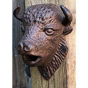 Wall Mounted Buffalo Bottle Opener Beer Soda Bar Home Man Cave Cabin Cast Iron