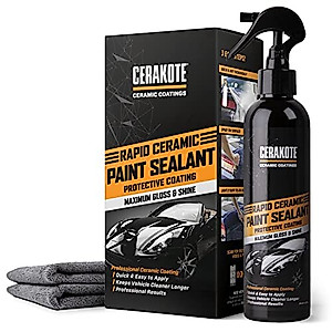 CERAKOTE® Rapid Ceramic Paint Sealant – Maximum Gloss & Shine – Extremely Hydrophobic – Unmatched Slickness- Repels Road Grime – Long Lasting - Quick & Easy Application - Pro Results