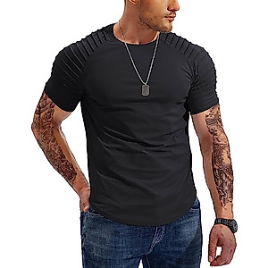 Liberty Imports 3 Pack: Men's Muscle T-Shirt Pleated Raglan Bodybuilding Gym Tee Short Sleeve Fashion Workout Hipster Shirts (Gray/Black/Navy, XX-Large)