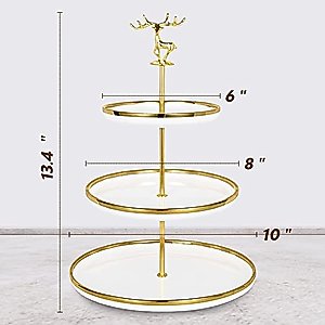 3 Tier Porcelain Cake Stand，Afternoon Tea Stand，3 Tier Cupcake Stand for Party，Dessert Table Display Set，Cupcake Stand for 24 Cupcakes，Tiered Tray Stand，Three Tier Dessert Stand