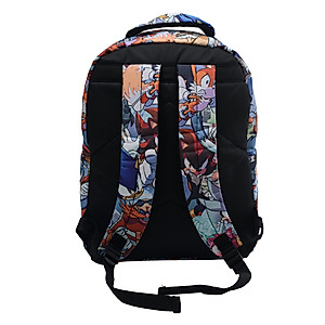 AI ACCESSORY INNOVATIONS Sonic The Hedgehog for Boys & Girls, Anime School Bag with Front & Side Pockets, Durable Nylon Gaming Bookbag with Padded Top Handle, Adjustable Straps