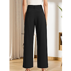 Sarin Mathews High Waisted Wide Leg Pants for Women Business Casual Dress Pant Palazzo Long Work Trousers with Pockets Black XL