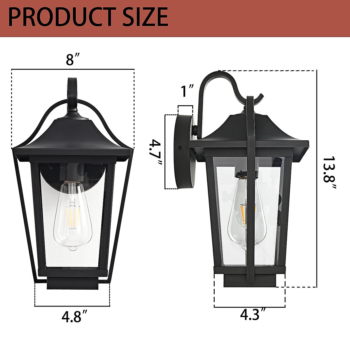 ShinYouneL Matte Black Outdoor Wall Lights Anti-Rusted 1-Light Copper Porch Light Waterproof Exterior Light Fixture Wall Lantern Sconce Outside Lights for Front Door Patio Garage