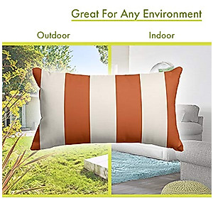 Majestic Home Goods Burnt Orange Vertical Stripe Indoor / Outdoor Small Throw Pillow 20" L x 5" W x 12" H