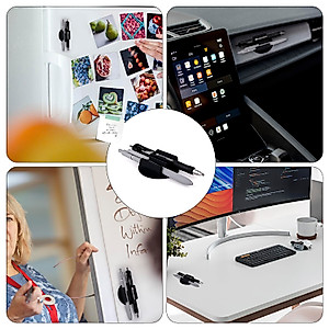 4PCS Adhesive Silicone Pen Holder, Pen Clip Set Marker Holder for Desk Clipboard and Other Flat Surfaces Pencil Holder for Classroom Office Home School Teacher Students Stuffs Supplies (Black)