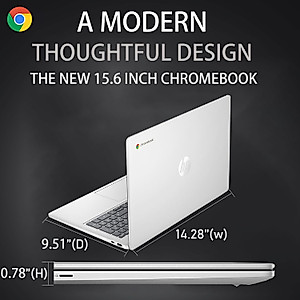 HP Chromebook 15.6 Inch Laptop for College Students, Intel 4-Core Processor N200 (Beat i5-8250U), 8GB DDR5 RAM, 192GB Storage (64GB eMMC + 128GB SD Card), Chrome OS, UHD Graphics, Natural Silver, PCM