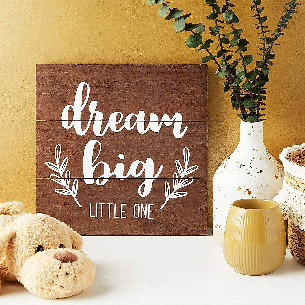 Farmlyn Creek Wooden Nursery Wall Decor Sign, Dream Big Little One (12 x 12 in)
