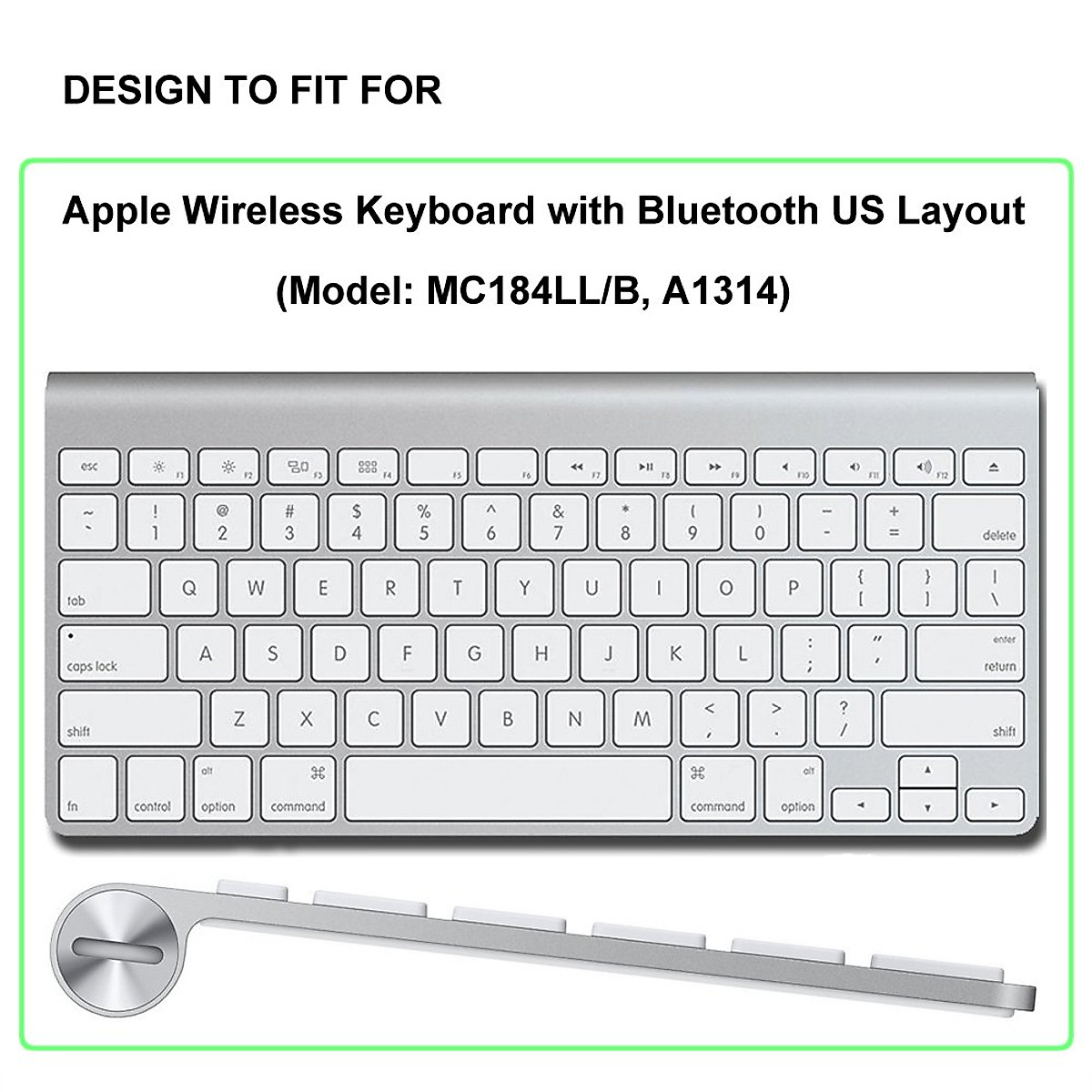 ProElife Ultra Thin Silicone Keyboard Protector Cover Skin for Apple Wireless Keyboard with Bluetooth MC184LL/B (Model A1314, U.S Layout) (Not Fits Magic Keyboard), Transparent