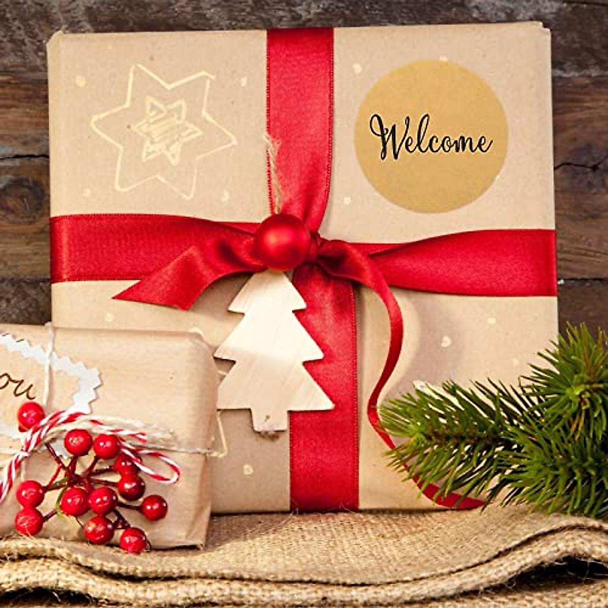 jijAcraft 96 Pcs - 2 inch Welcome Stickers, Kraft Stickers for Wedding Welcome, Round Paper Sticker for Wedding Party Favor Welcome Guests Labels