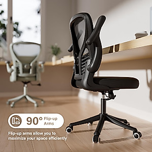 Modoway Desk Chairs with Wheels and Arms Ergonomic Mesh Office Chair with 300LBS Capacity (Black-1Unit)