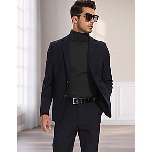 SIMIYA Mens Turtleneck Long Sleeve Shirts, Slim Fit Thermal Turtleneck for Men Basic Lightweight Thermal Underwear Top Black