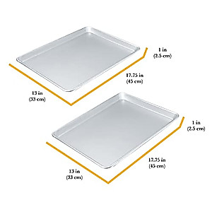 Chicago Metallic Commercial II Traditional Uncoated 16-3/4 by 12-Inch Jelly-Roll Pan, Perfect for making jelly rolls, cookies, pastries, pizza, one-pan meals, and more, Set of 2