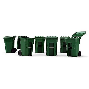 First Gear 1/34 Scale Plastic Collectible Green Trash Carts - Set of Six Carts (#90-0519)