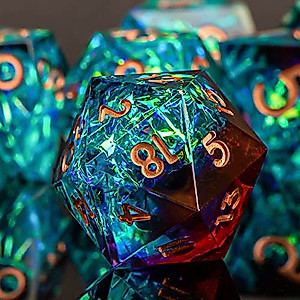 KERWELLSI Resin DND Dice Set D&D, Dungeons and Dragons Dice with Box, 7 Piece Polyhedral Role Playing Dice, Sharp Edge RPG D and D Dice D20 D12 D10 D8 D6 D4