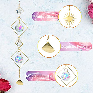 6Pieces Colorful Crystals Suncatcher Hanging Sun Catcher with Chain Pendant Ornament Crystal Balls for Window Home Garden Christmas Day Party Wedding Decoration