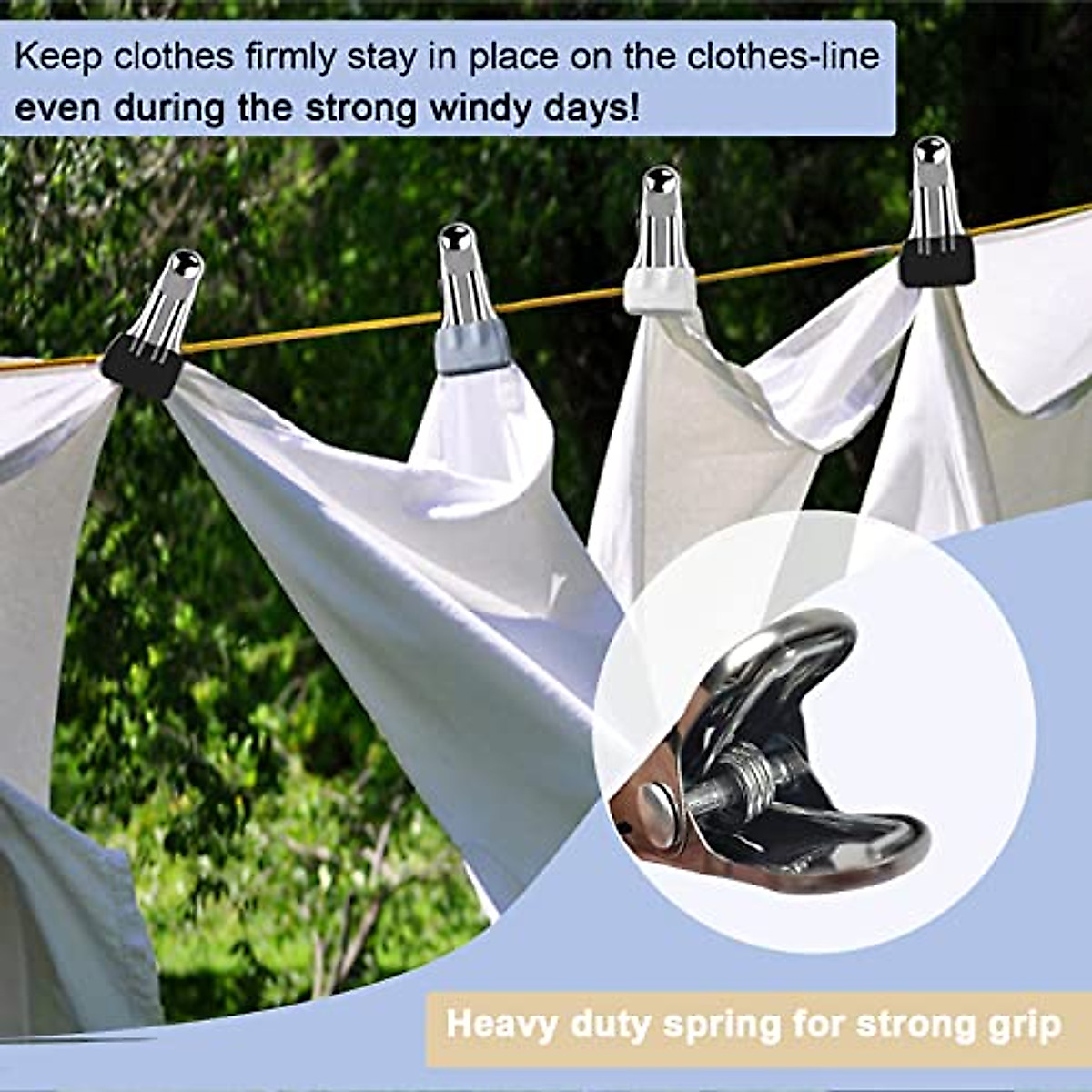 30 Pack Heavy Duty Clothes Pins for Hanging Clothes,Stainless Steel Strong Clips for Clothes ,Crafts,Beach Towel,Kitchen Clips Sock,Fabric,Utility Clips Drying Pegs for Outdoor Clothesline Clips