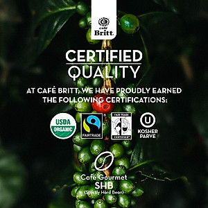 Café Britt® - Costa Rican Montecielo, Coffee From Tarrazu (12 oz.) (3-Pack) - Whole Bean, Arabica Coffee, Kosher, Gluten Free, 100% Gourmet & Medium Dark Roast