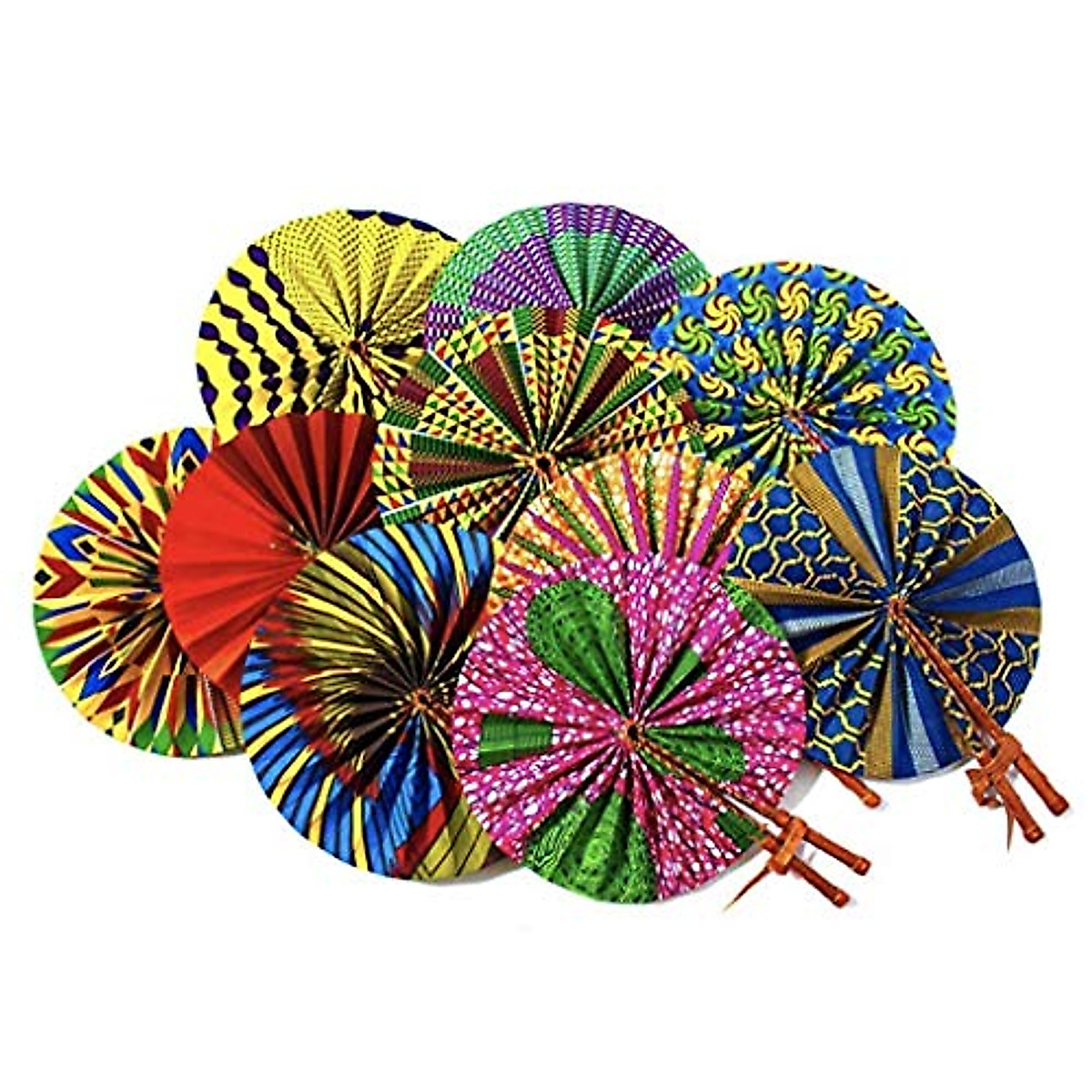 African Fan/African Fabric Fan/Ankara Fan/Leather Folding Fan/Designs Random