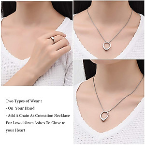 Oinsi Urn Rings for Ashes, Heart Cross Infinity Shape Cremation Rings for Ashes for Women Men Finger Ashes Ring Memorial Jewelry for Loved Ones with Filling Kits