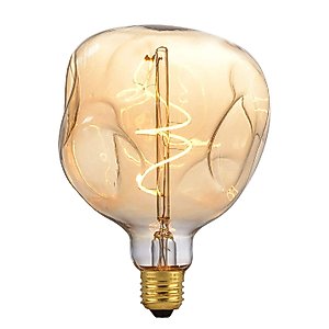 OMED S125 Oversized LED Edison Bulb Large, 5 Watt 400 Lumens 2200k Warm Yellow Large Edison Light Bulb, Amber Glass Decorative Large Globe Dimmable E26 Bulbsfor Pendant Lighting, 1 Pack