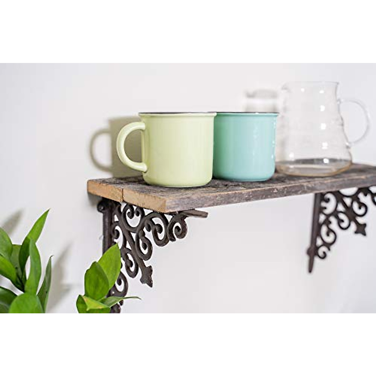 BarnwoodUSA Rustic Wooden Shelf with Victorian Brackets, Farmhouse Wall Ledge