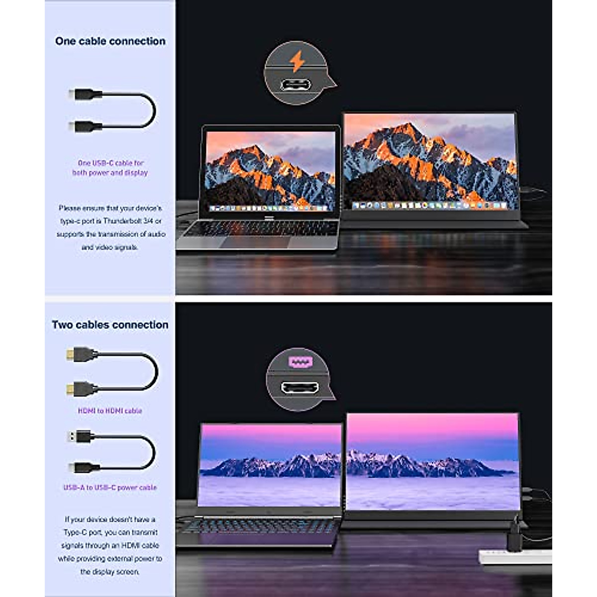 Portable Monitor for Laptop 17.3", FHD 1080P 100% sRGB Travel Monitor for Laptop, Portable Computer IPS Display w/VESA, External Monitor USB-C 60Hz HDR HDMI Portable Screen w/Smart Cover & Speakers