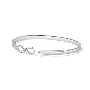 Engravable Sterling Silver Infinity Bangle Bracelet, 7 inches - Infinity Jewelry - Personalized Bracelet for Women - Couples Bracelet - Gift for Girlfriend - Birthday Gift for Wife - Gifts for Mom