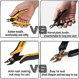 Micro Flush Cutter,Ultra Sharp Micro Wire Cutter Side Cutter with Internal Spring & Soft Rubber Handle,Diagonal Cuting Pliers for Electronics,jewelry making,Plastic,Zip Ties,Yellow & Black