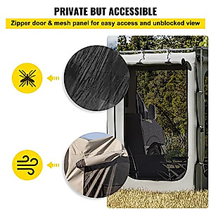 VEVOR Car Awning Room Accessory, Fit 8.2' x 8.2', 300D Oxford Car Awning Camping Tent with PVC Floor, Heavy Duty Extend Shelter for Car Awning SUV Tent Camper Van Overland Gear, Grey, Room Only