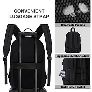 SUPACOOL Lightweight Laptop Backpack with USB Charging Port for Men and Women, Double Layers Backpack for College, Work, Travel, Casual(Black and brown)