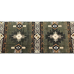 Southwestern Navajo Aztec Native American Geometric Area Rug Sage Green (2 Feet X 7 Feet Runner)