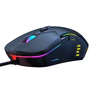 Lazy Pad,uvvy Wired Computer Mice Ergonomic Design Adjustable 6400dpi for Pc Office and Home Rgb Backlit 7 Keys Corded Computer Mouse