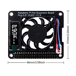 GeeekPi Fan Hat for Raspberry Pi 4 Model B, PWM Fan GPIO Expansion Board with 0.91inch OLED Display for Raspberry Pi 4B/3B+/3B/2B