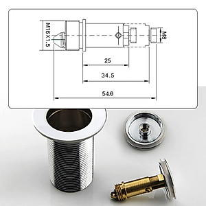 Carkio 2PCS Bathroom Sink Stopper Replacement, Pop Up Bolt Basin Bath Sink Drain Waste Click Clack Brass Push Spring Plug for Bathroom Kitchen Sink
