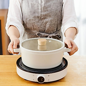 Neoflam FIKA 2.7QT Ivory IH Stock Pot with Glass Lid, Impact Induction Heating (22cm / 8.7")