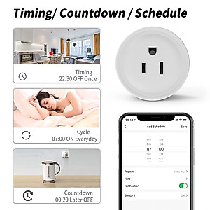 2pack Smart Plug Socket Mini Outlet with Schedule,Remote Control your Devices,Occupies Only One Socket, Compatible with Alexa Echo Google Home Assistant, christmas light socket Timing Function