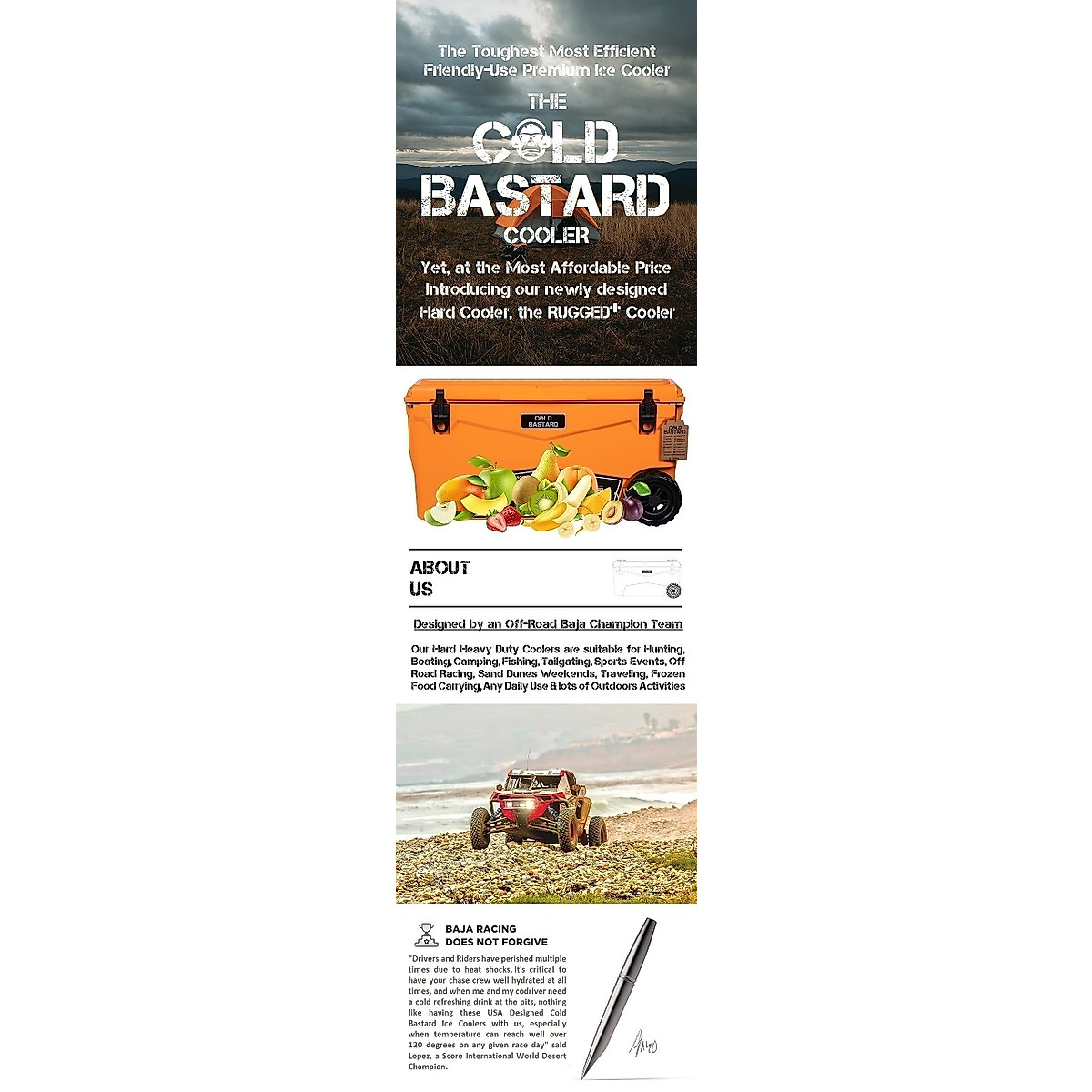 COLD BASTARD COOLERS 70QTW Rugged+ CAMO Red Large Wheels The Best Premium Ice Chest Cooler Accessories Free S&H (CB70W-CR)