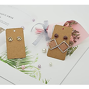 Twavang Earring Card Holder Set, 100Pcs Kraft Paper Earring Display Cards, 100 Pairs Clear Earring Backs with 100Pcs Self Adhesive Bags for Earrings Jewelry Display (Brown, 3.5" x 2")