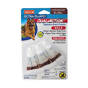 Hartz UltraGuard Dual Action Topical Flea & Tick Treatment for Dogs and Puppies - 61-150lbs, 3 Monthly Treatments